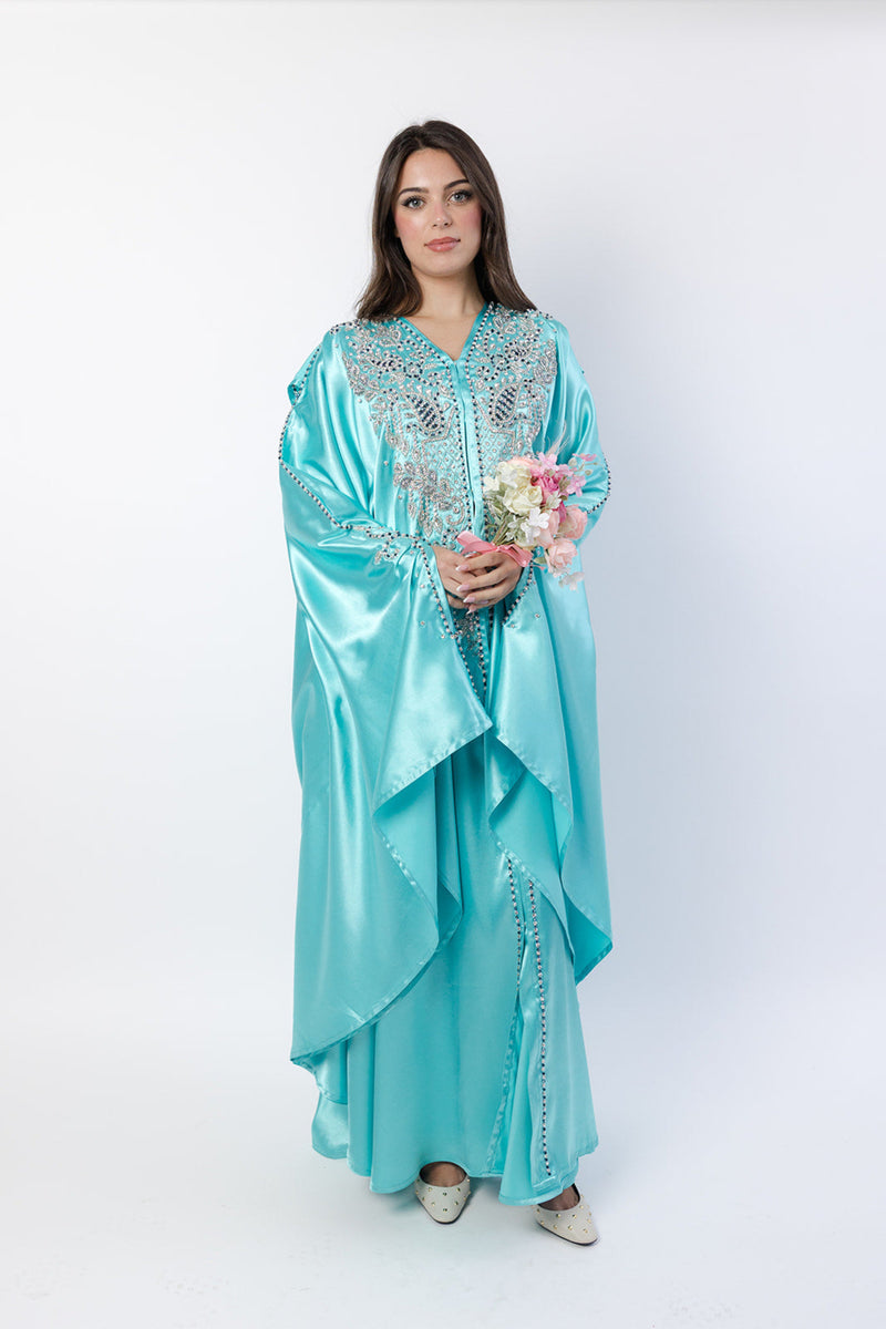 Turquoise Luxury Regal Embellished Cape | Modest Occasionwear for ...